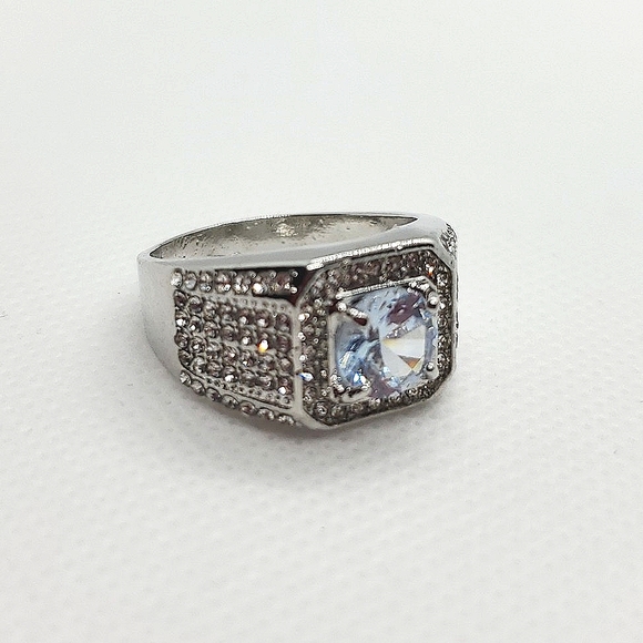 Accessories | Mens 925 Silver Round Cut Halo Diamond Ring Size 11 ...